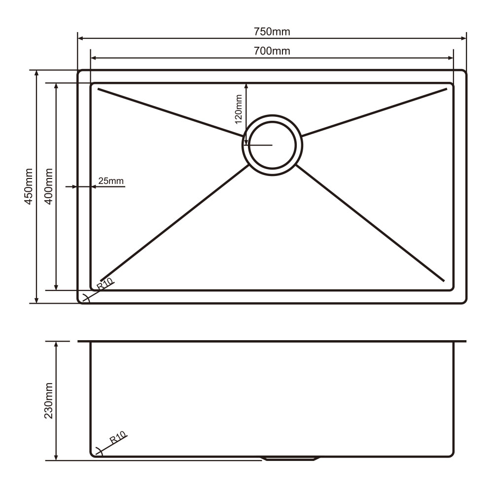Esfera EKS-7545-NSS Stainless Steel Embossed Nano Kitchen Sink | Bacera